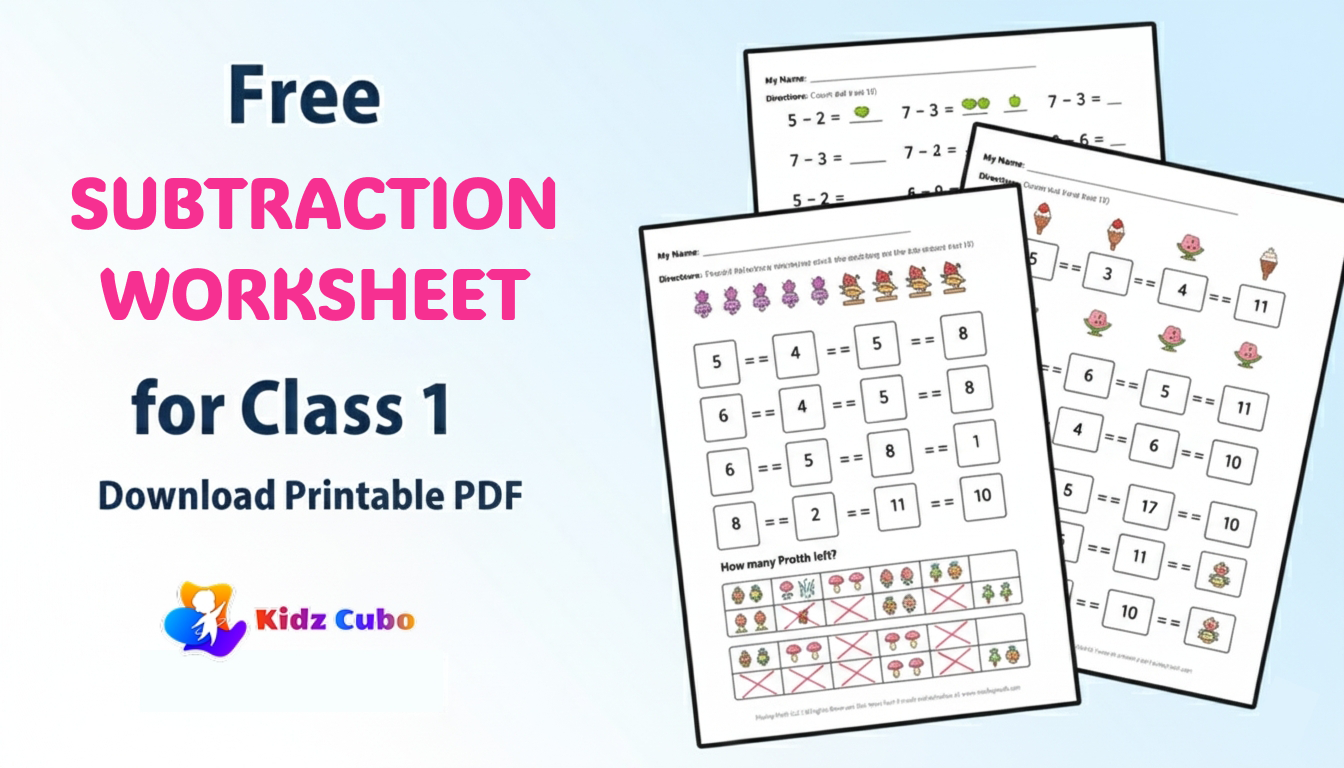 Free Subtraction Worksheet for Class 1 – Download Printable PDF