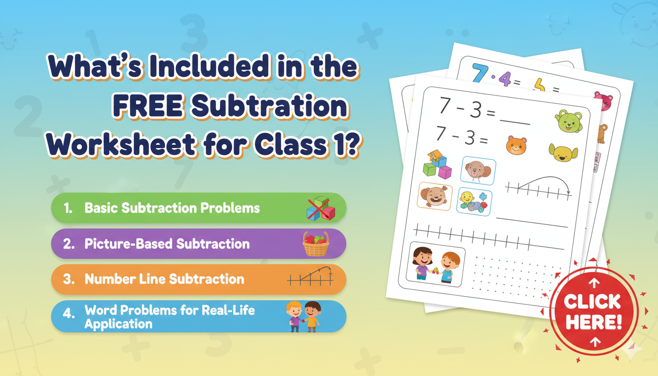 Free Subtraction Worksheet for Class 1 – Download Printable PDF